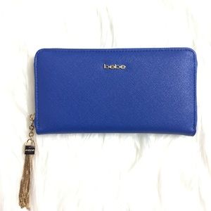 bebe | Bags | New Bebe Blue Zip Wallet W Gold Tassel | Poshmark